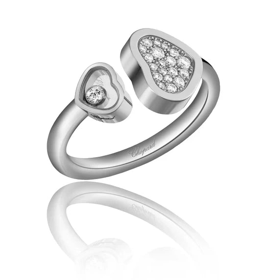 18Kt White Gold Diamond Happy Hearts Ring
