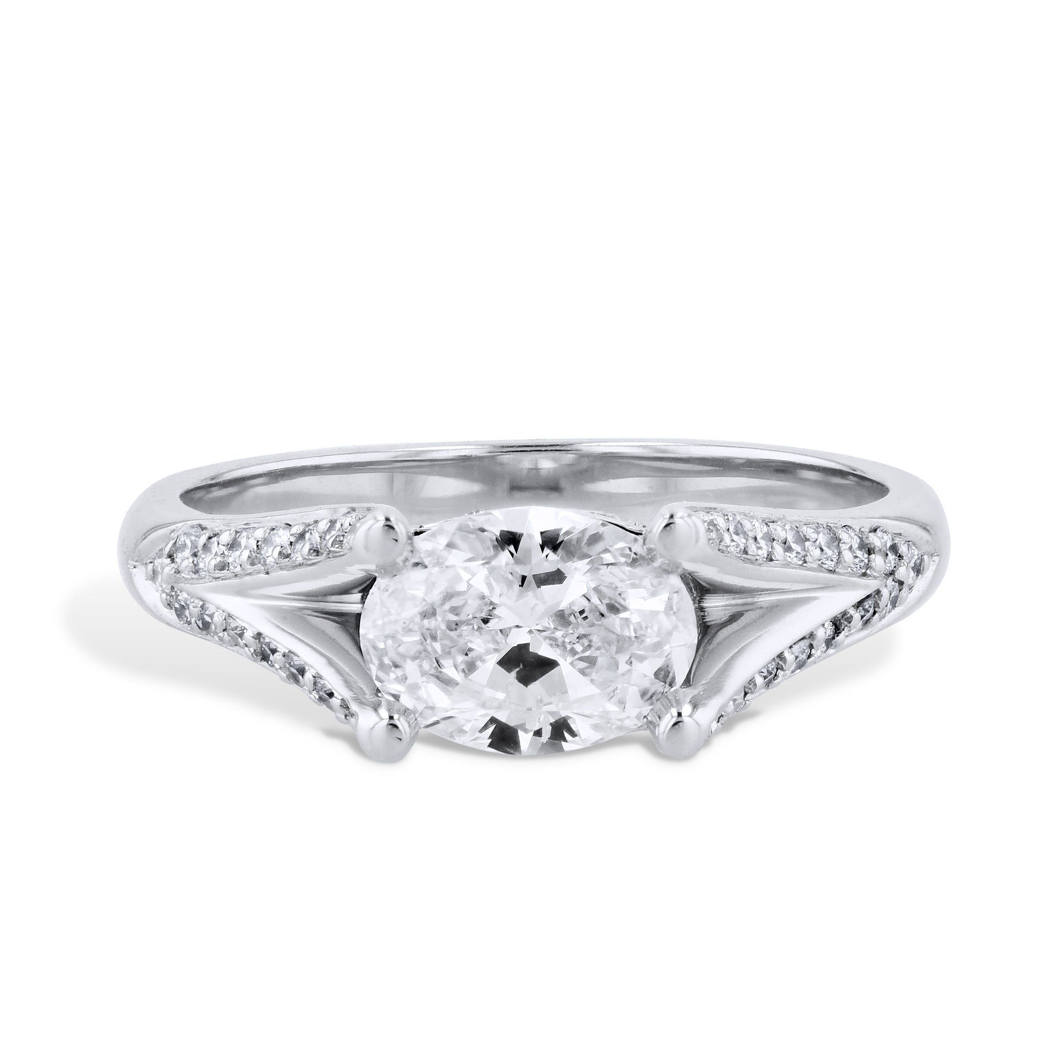 Oval Diamond Platinum Pave Engagement Ring – H&H Jewels
